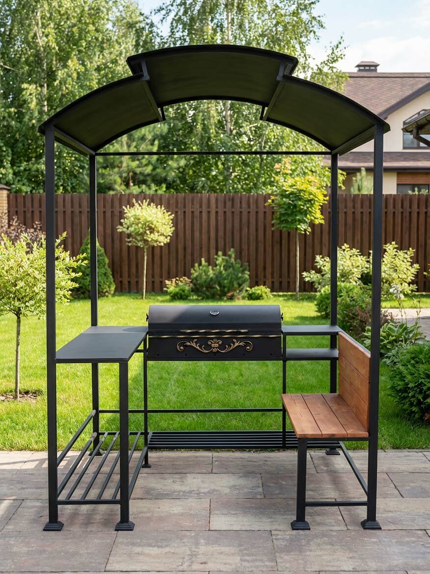 Мангал-беседка Дачный барбекю. жаровня 6 мм