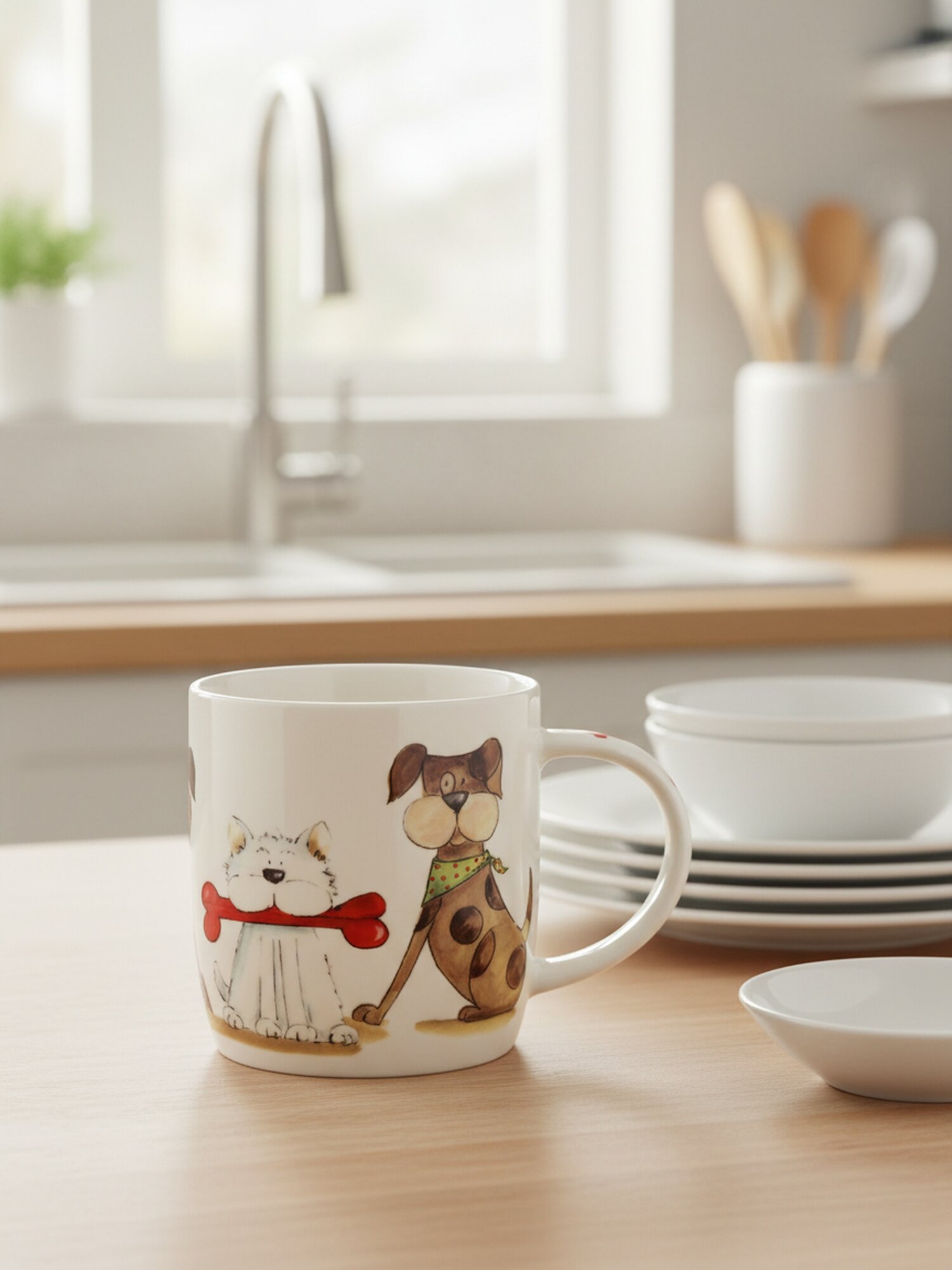 Керамическая кружка Зверушки 350 мл, белая чашка с рисунком животных для чая и кофе, подарок на каждый день B060887