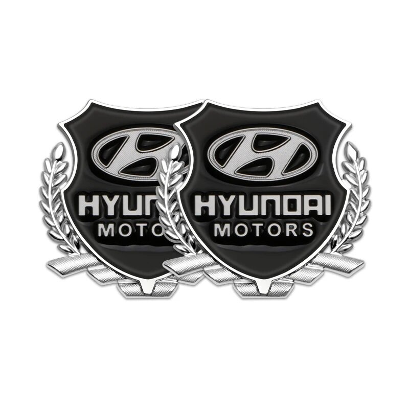 3D металлическая наклейка на боковое крыло автомобиля, эмблема из сплава, автозначок, silver-Hyundai