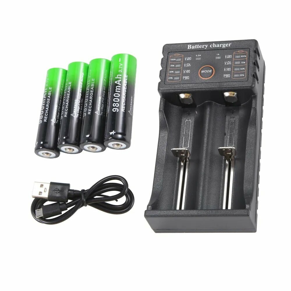 1 шт. 18650 аккумуляторная батарея + 4 шт. аккумулятор 3,7 В 9800 мАч литий-ионн