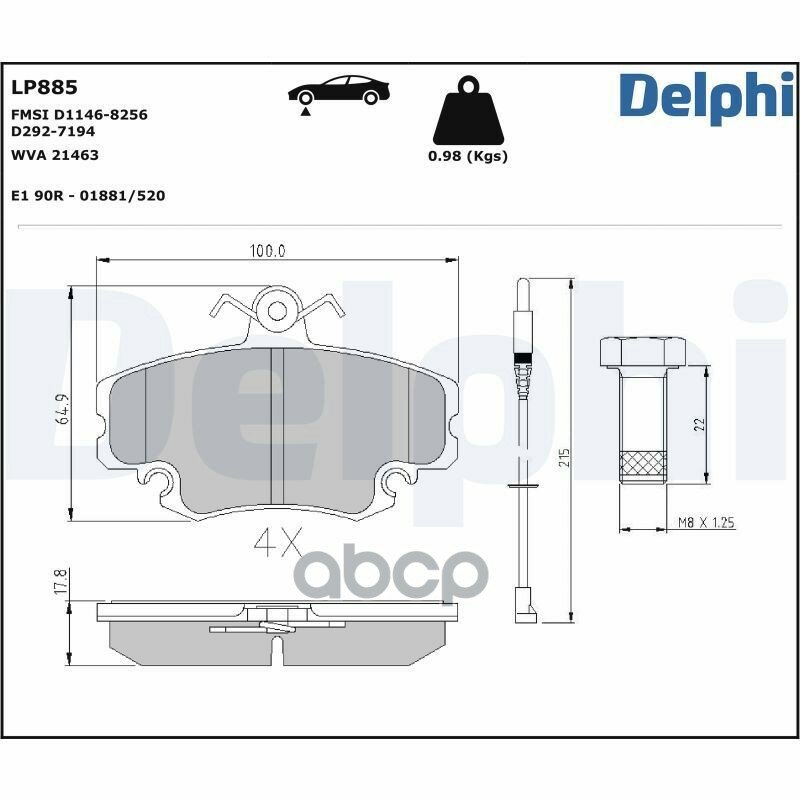 Тормозные колодки Delphi арт. LP885