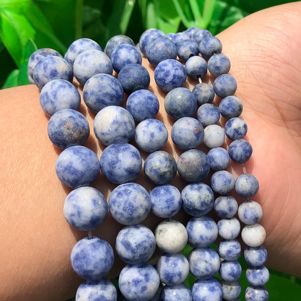 Матовые агаты бусины GMB724 4/6/8/10 мм Темно-синий, 8mm 44-46pcs beads, New Blue Sodalite