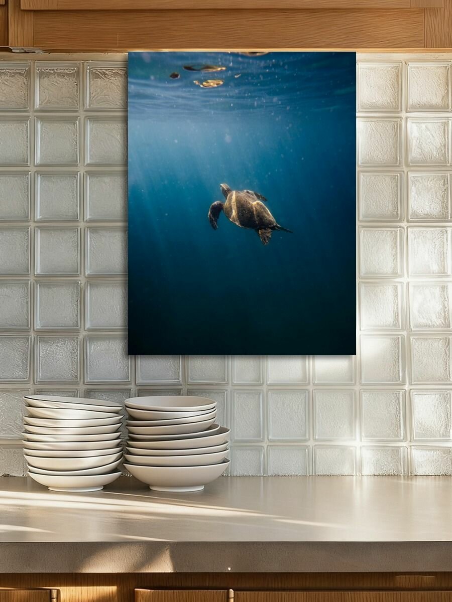 Картина "Морская черепаха под водой 45 х 60" 45x60 см