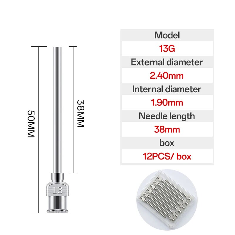 Наборы игл для шприцев из нержавеющей стали 12 шт. 13G 12Pcs