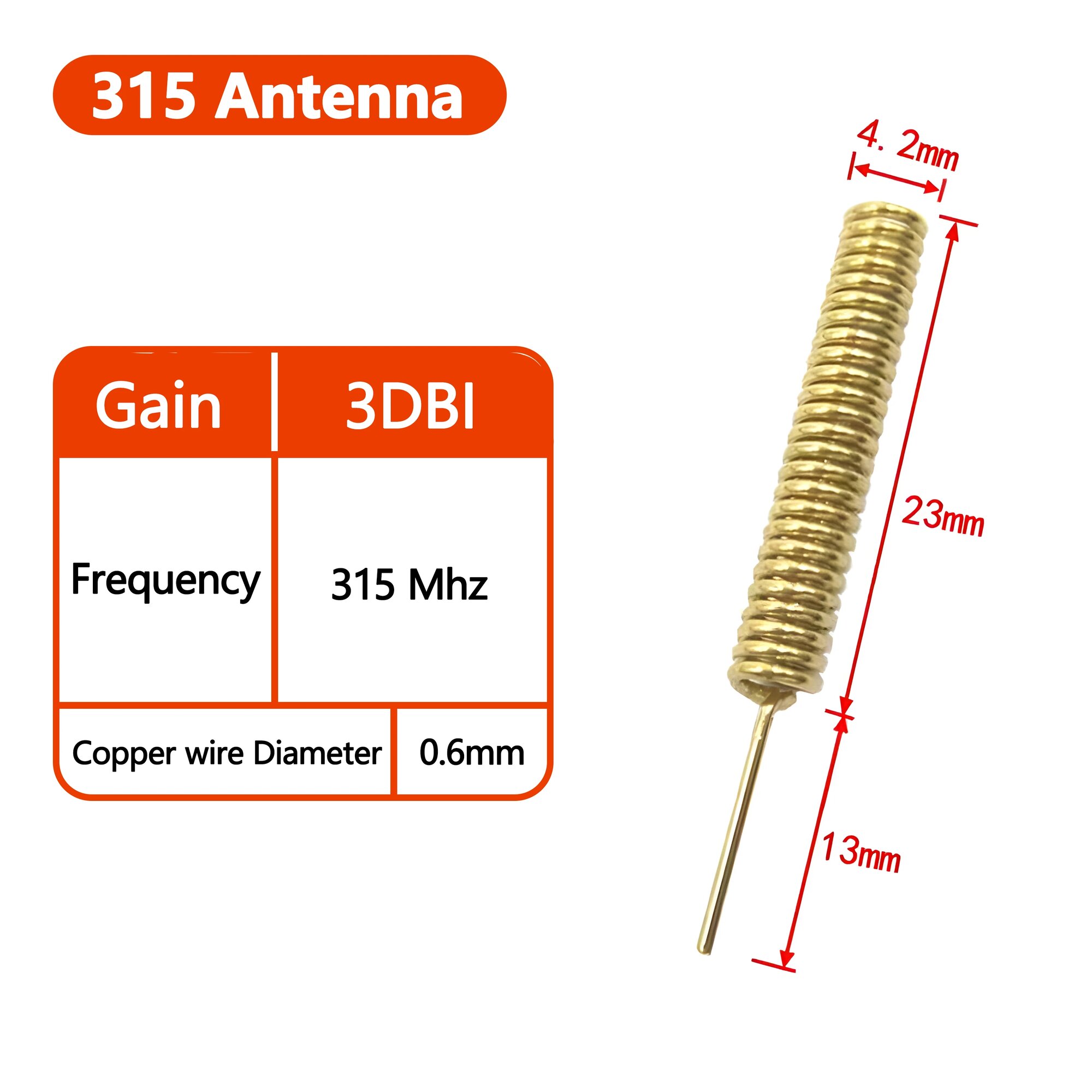 Двухдиапазонная пружинная антенна DARZOOM 433/470/315 МГц 315 23x4.2