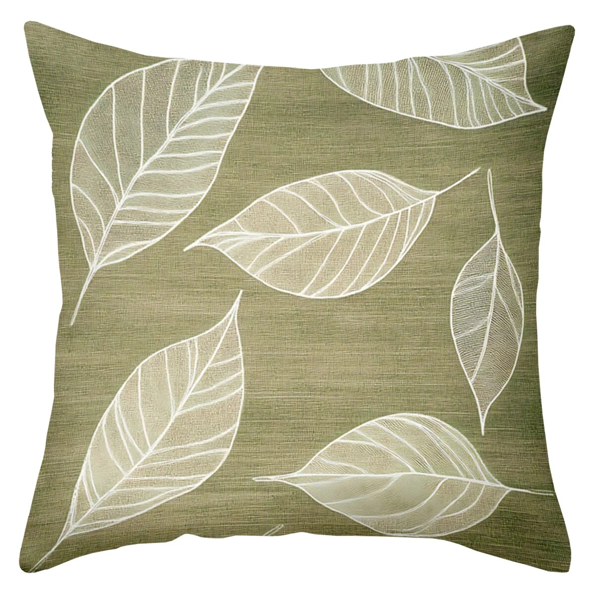 Декоративная подушка 45x45 см Olive Green Leaf Patterned