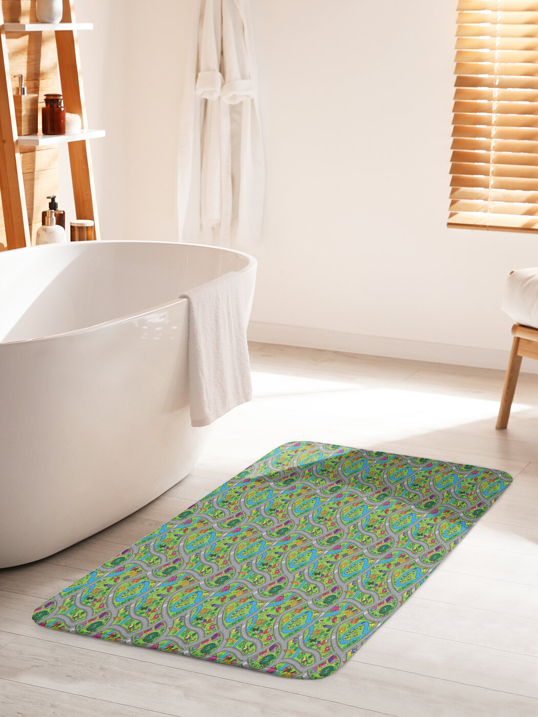 Коврик для ванной комнаты и туалета противоскользящий "Дорога к вертолетной площадке" 60х100 см, JoyArty