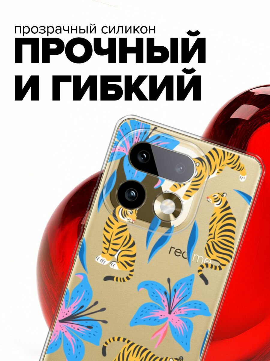 Чехол на Realme 16 Pro+ / Реалми 16 Про+ с принтом Пять тигров 2 — фото 1