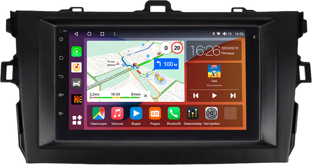 Штатная магнитола Toyota Corolla 10 2006-2013 (черная) Canbox H-Line 4478-RP-TYCV14XB-47 Android 10 (4G-SIM, 6/128, DSP, QLed)