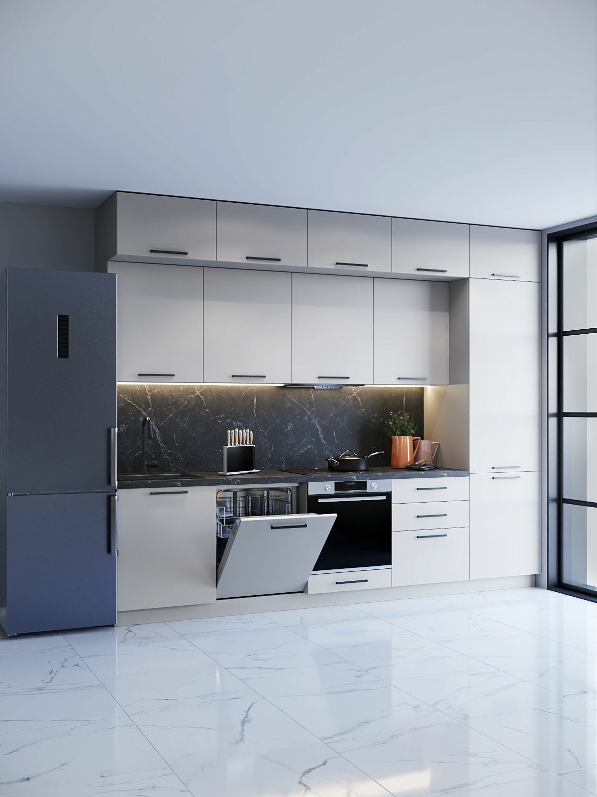 Кухонный гарнитур Миксы ЛДСП , Кашемир со столешницей черный гранит 3.0м