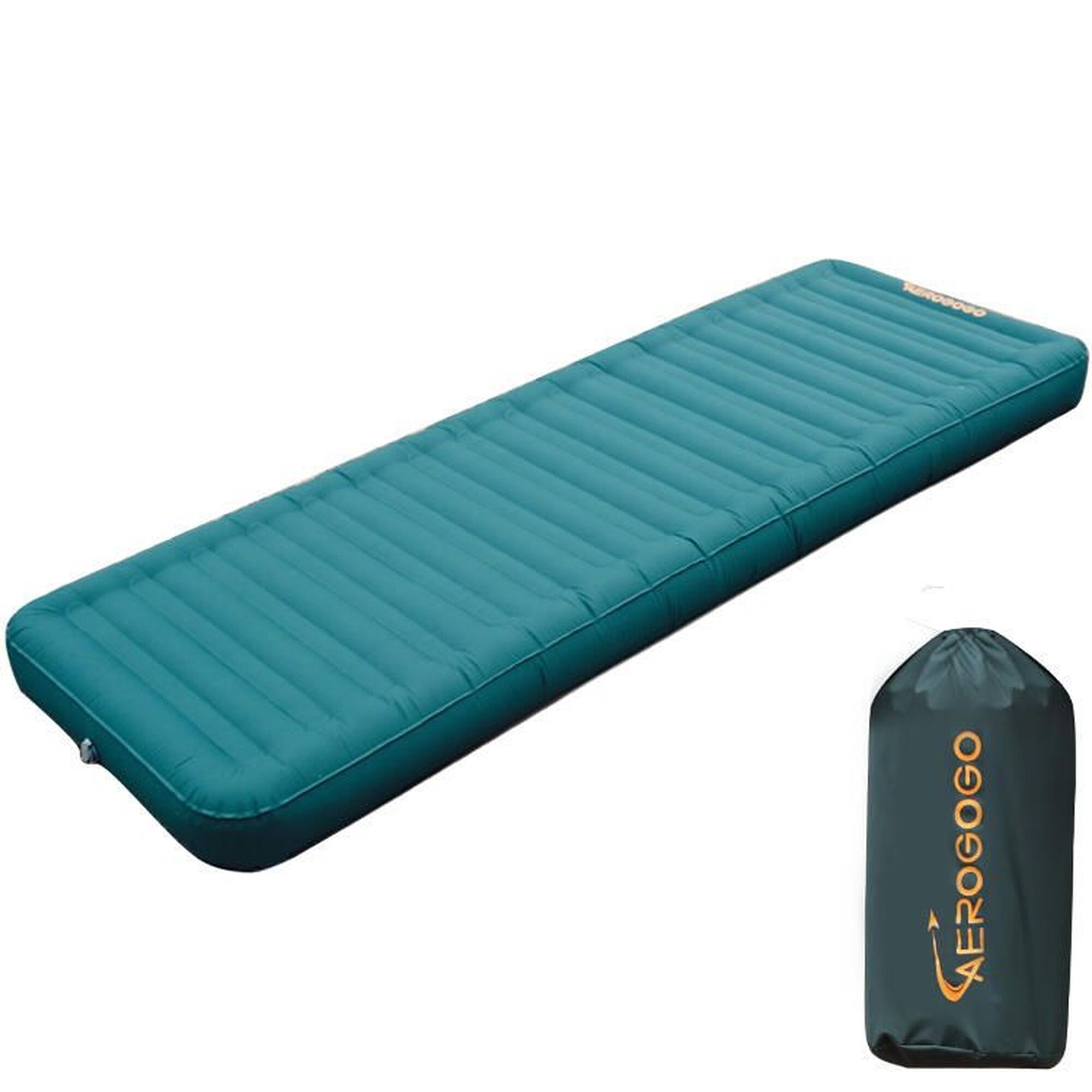Односпальный надувной матрас AEROGOGO Peyto GMX-01 Green, Decathlon, Цвет: Бирюзовый, Размер: 70 мм