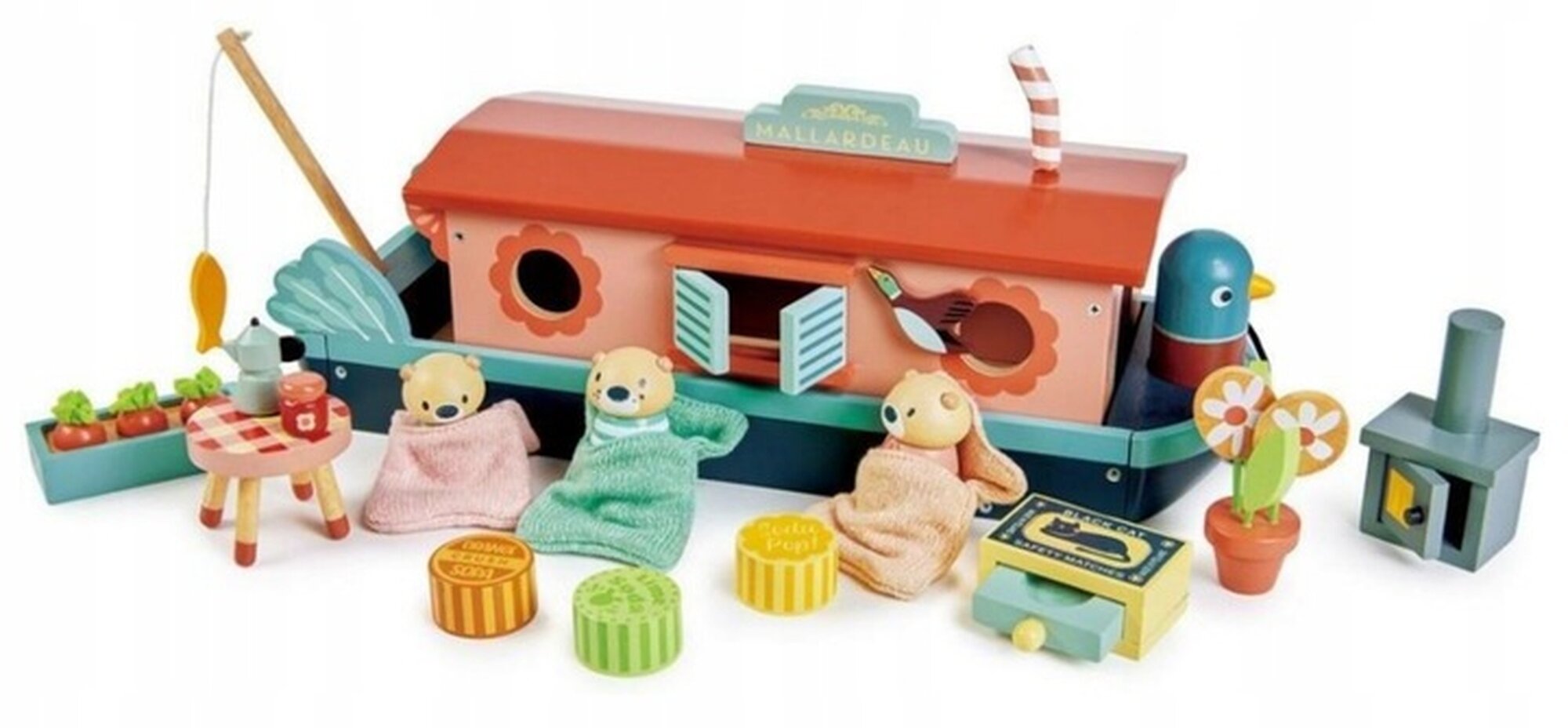 Набор деревянных игрушек Tender Leaf Toys - Семья плюшевых мишек на лодке,18 эл. - TL8389