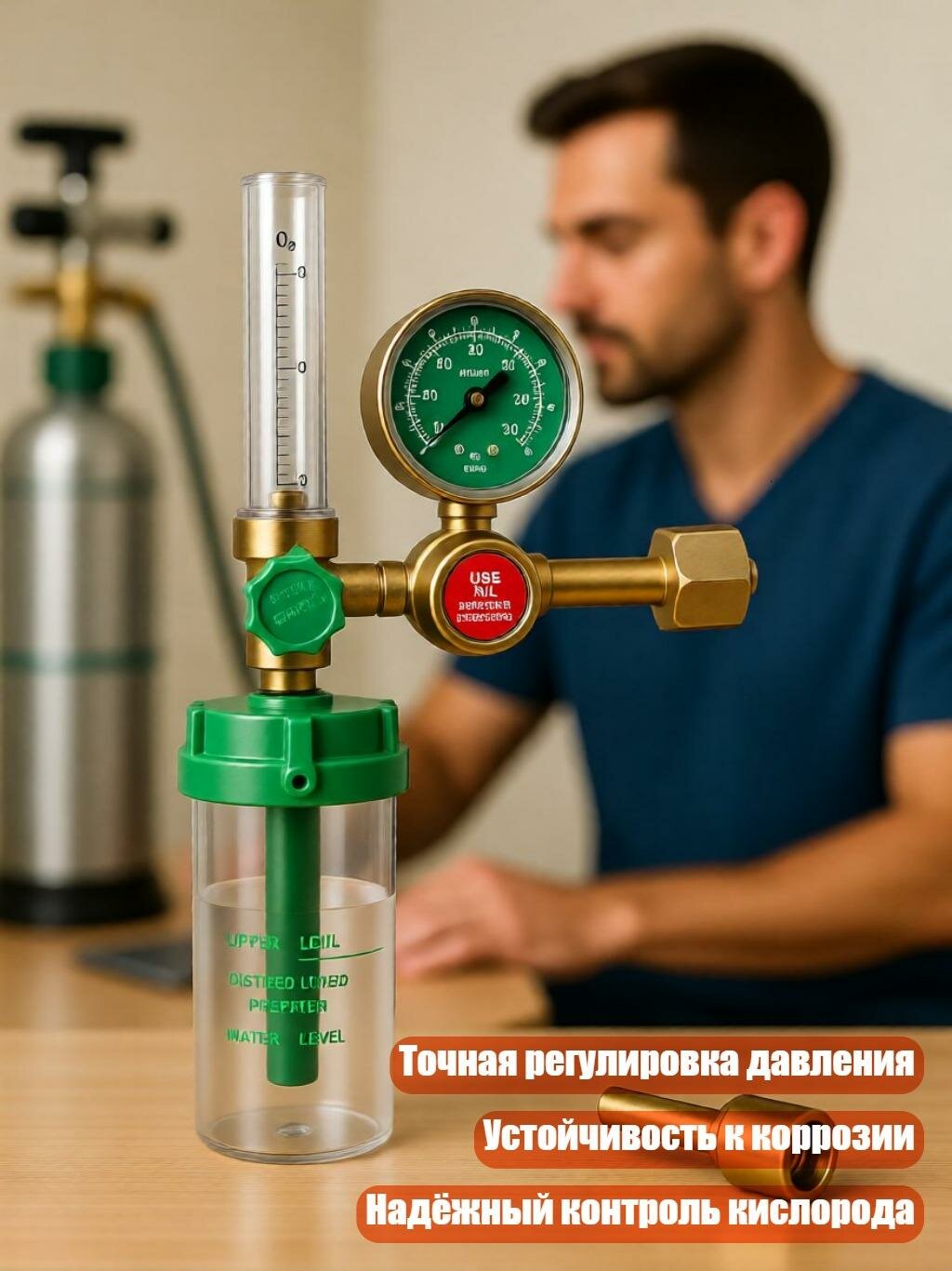 Кислородный редуктор с увлажнителем