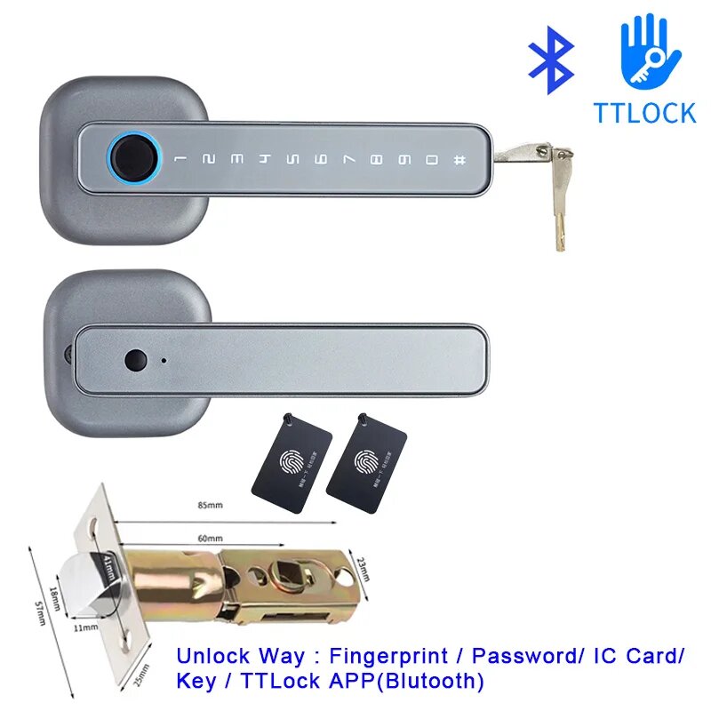 Электронный замок UandaLS B3 TTLock с отпечатком пальца Silver TTLock