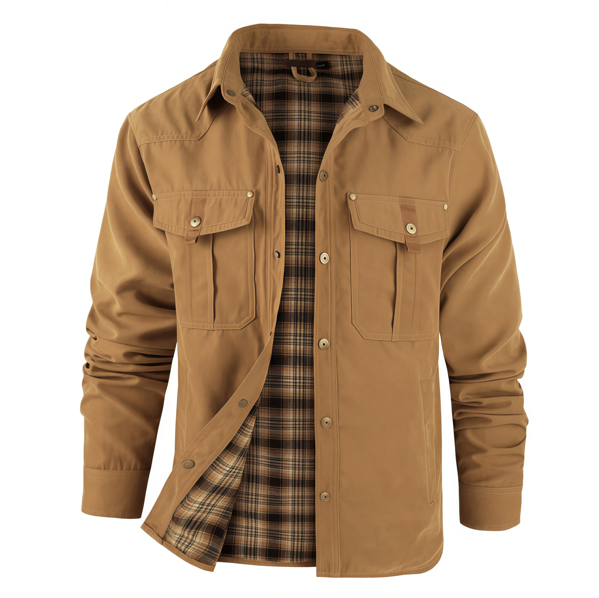 Мужская Легкая Фланелевая Рубашка С Длинным Рукавом В Клетку