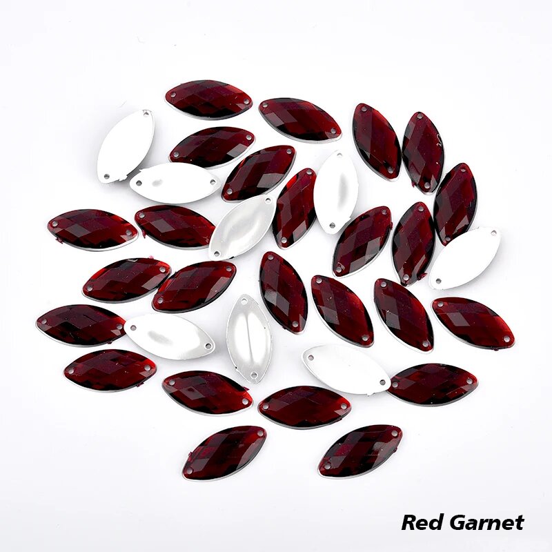 Стразы Red Garnet конского глаза 7x15мм, 100шт.