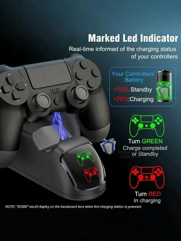 Док-станция для зарядки 2 геймпадов PS4 (Pro/Slim) беспроводное зарядное устройство для контроллеров DualShock 4