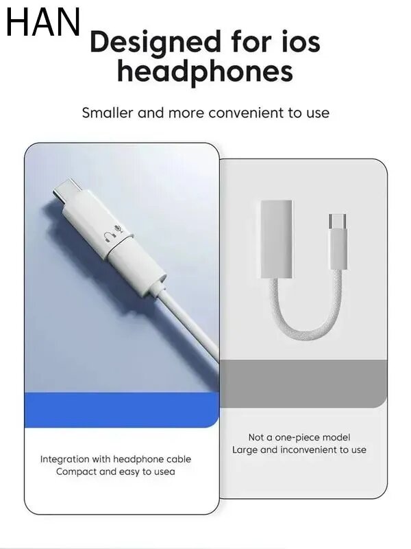 USB-концентратор для наушников с разъемами Lightning и USB Type-C для Apple/Huawei/Xiaomi/Honor, белый — фото 1