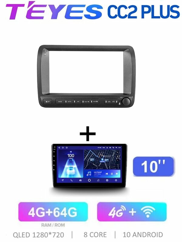 Магнитола 10" Teyes CC2 Plus 4/64 Gb для Toyota Crown Majesta 3 S170 1999-2004