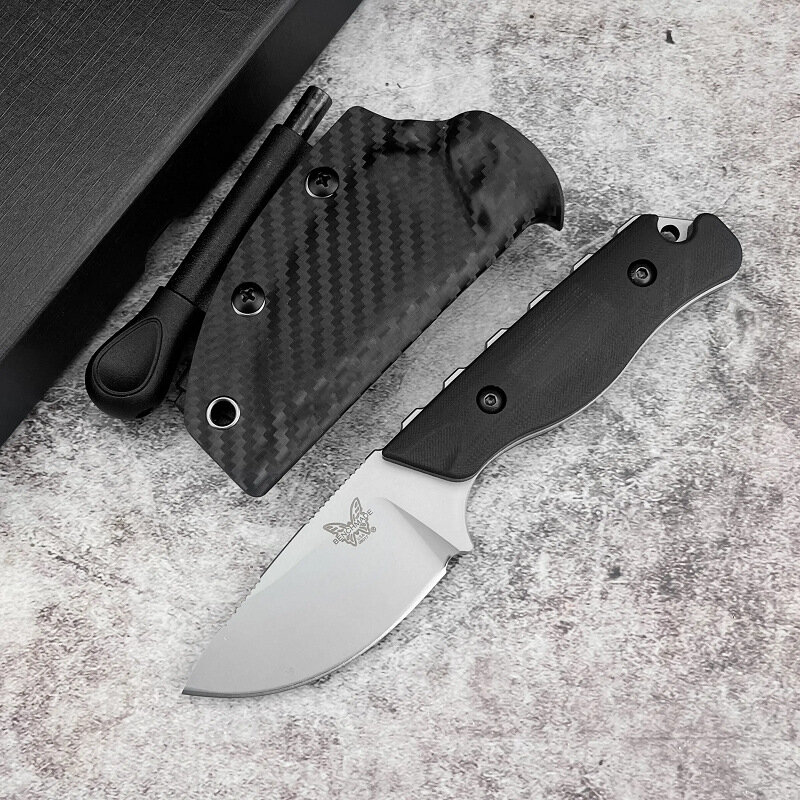 Benchmade Компактный прямой нож EDC с эстетичной рукоятью стабилизированного дерева, универсален для кемпинга и нарезки фруктов