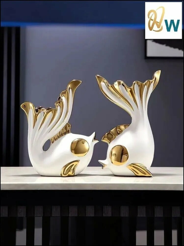 Абстрактный керамический интерьер. Золотая рыбка 27x18cm 25x21cmРыба каждый год