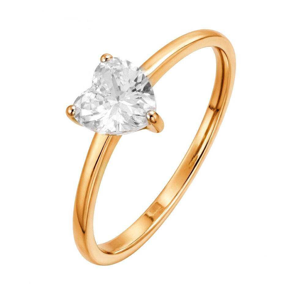 Кольцо, серебро, 925 проба, золочение, фианит
