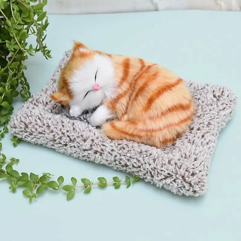 Спящий котик со звуком мягкая игрушка