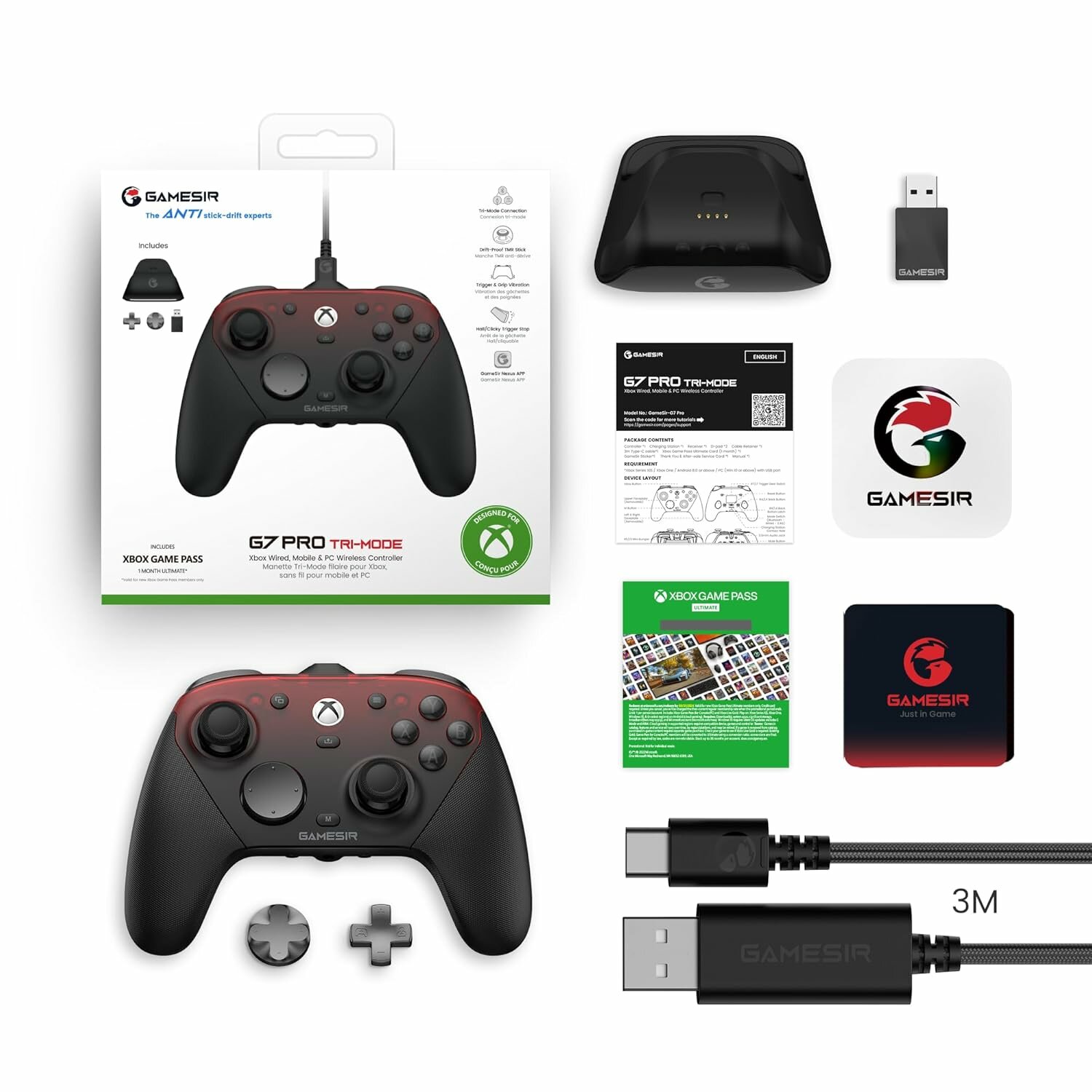 GameSir G7 Pro Tri-Mode Xbox Wired, PC & Mobile Wireless Controller Беспроводной контроллер GameSir G7 Pro Tri-Mode для Xbox (с проводным подключением), ПК и мобильных устройств
