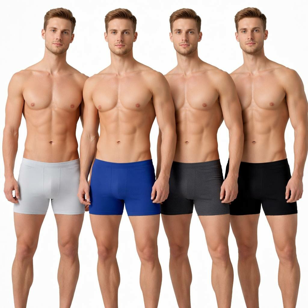 Трусы  комплект из хлопка, набор боксеров 4 штуки, комплект