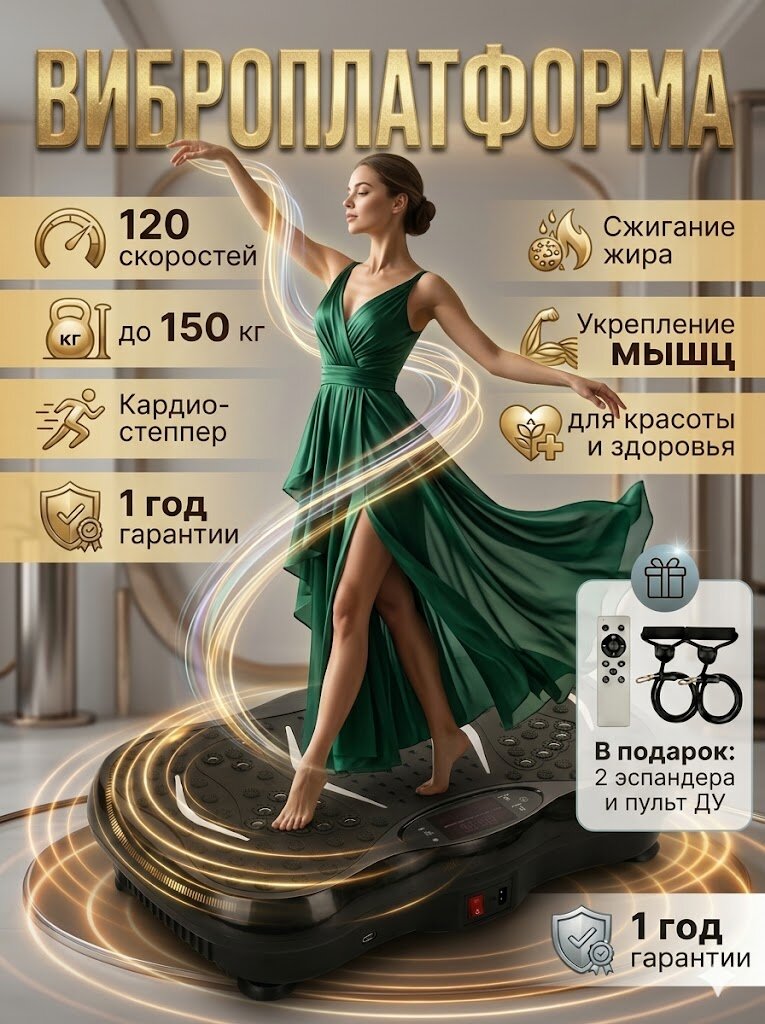 Виброплатформа для похудения тренажер до 200 кг С блютуз，регулировка амплитуды, 49 программ