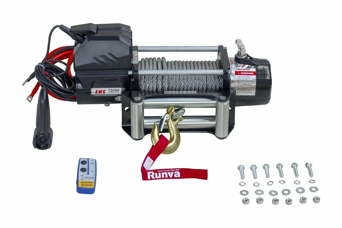 Автомобильная электрическая лебёдка RUNVA 12V Magnum 12000 lbs 5443 кг стальной трос EWD12000F