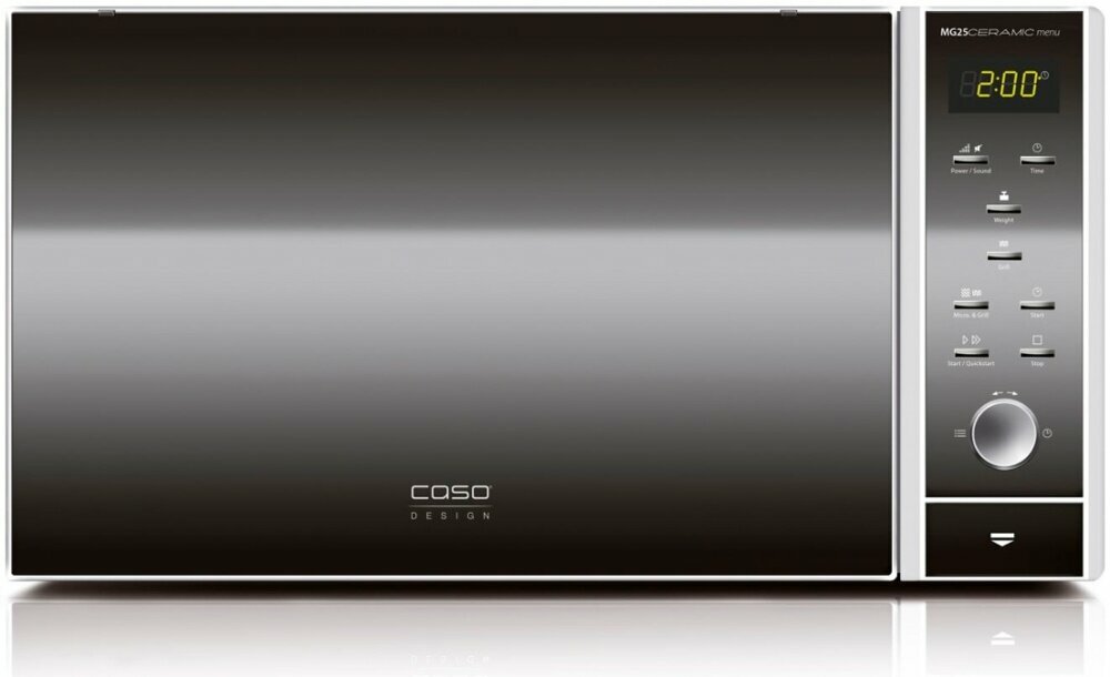Микроволновая печь CASO MG 25 Ceramic Menu серебристый, 25 л, 900 Вт, без поворотного стола, переключатели - кнопки