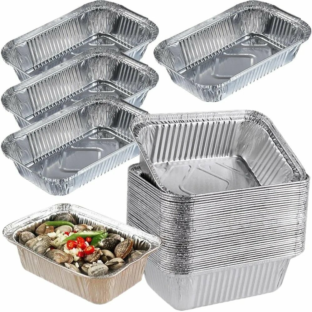 50 Штук Фольгированные Контейнеры, Для Bbq И Пикника