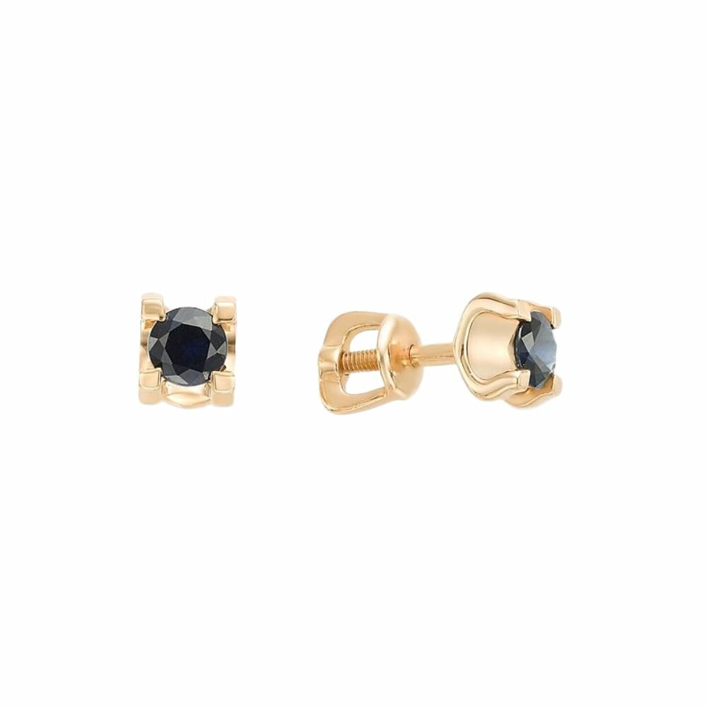Серьги золото, 585 проба, сапфир