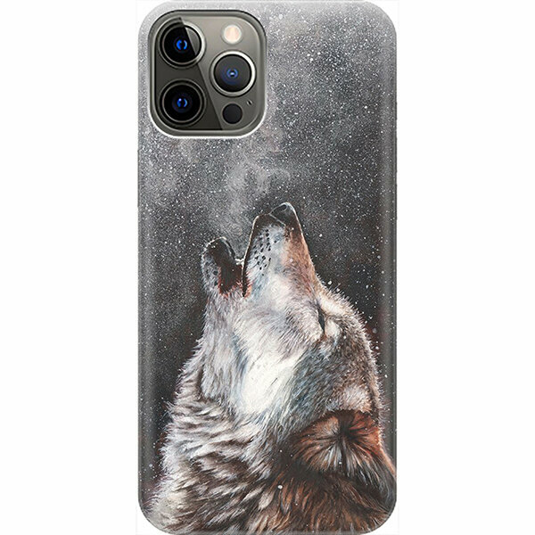 Силиконовый чехол на Apple iPhone 12 Pro Max / Эпл Айфон 12 Про Макс с рисунком "Морозный волк"