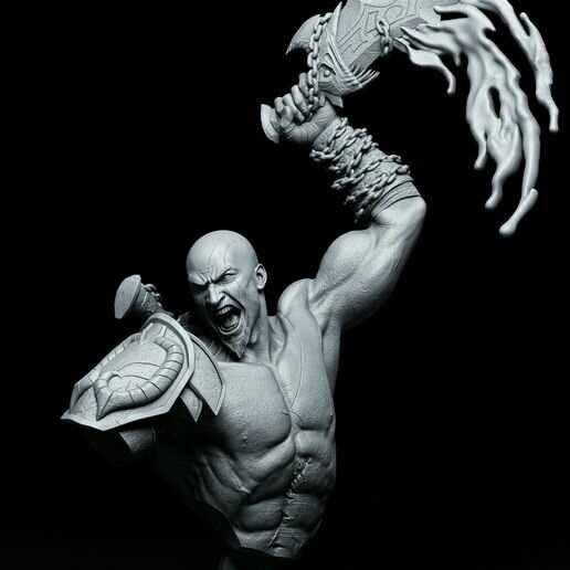 Сборная модель Kratos (God of War), бюст, 308мм для покраски