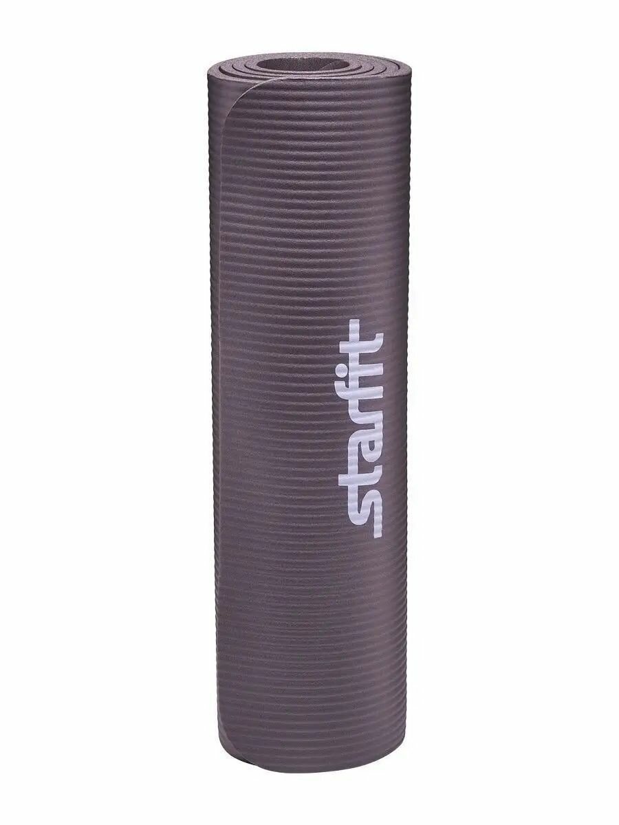 Коврик для йоги и фитнеса STARFIT, 183х61 см, толщина 1 см, цвет серый. Товар уцененный