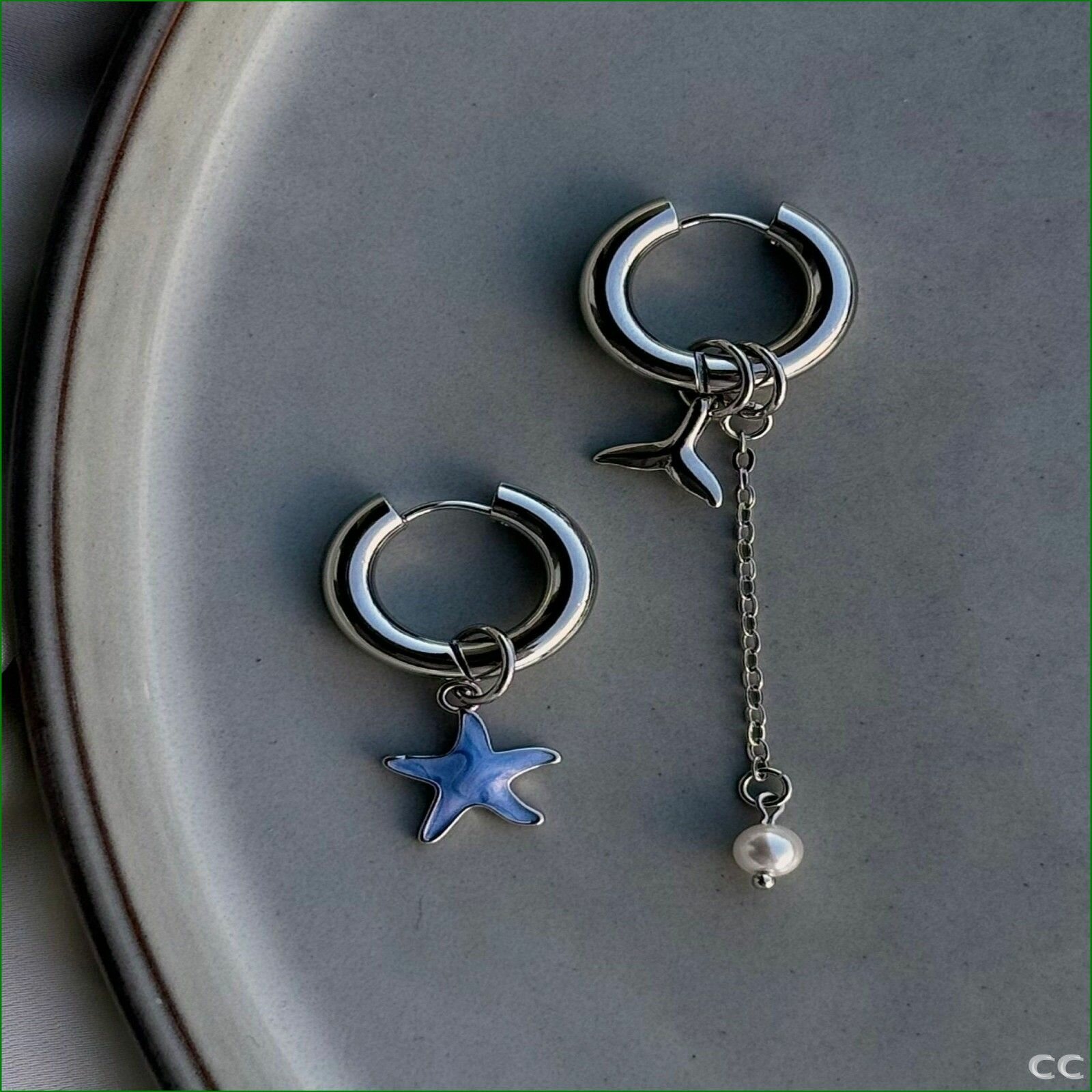 Подвеска для серег, эмаль, жемчуг имитация