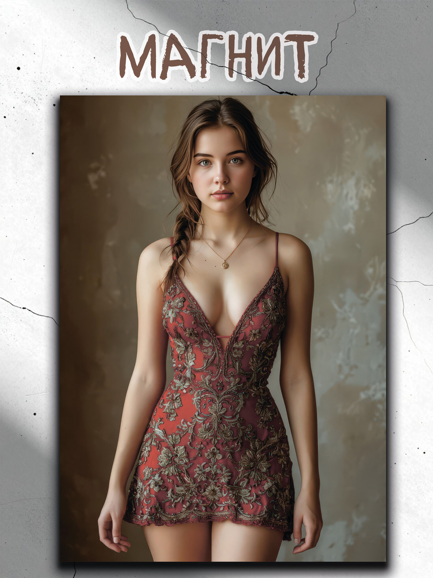 Магнит на холодильник Девушка, магнит Pin-up (Пин ап) 65 х 95 мм