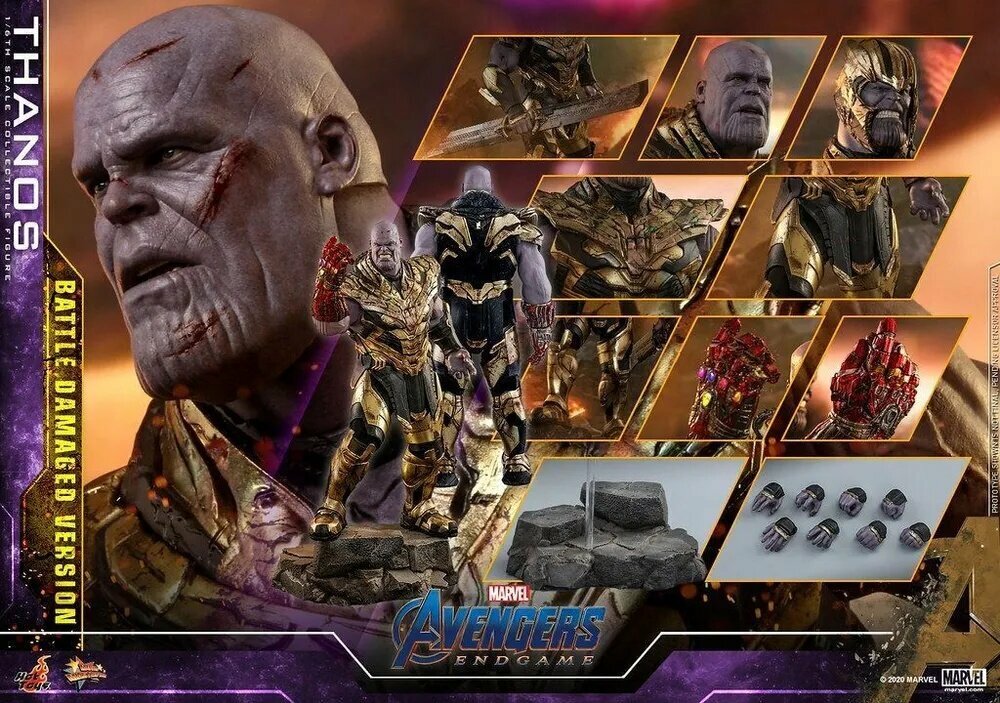 Hot Toys Танос фигурка, MMS564 Avengers : Endgame, 1/6th scale Thanos (Battle Damaged Version) Collectible Figure