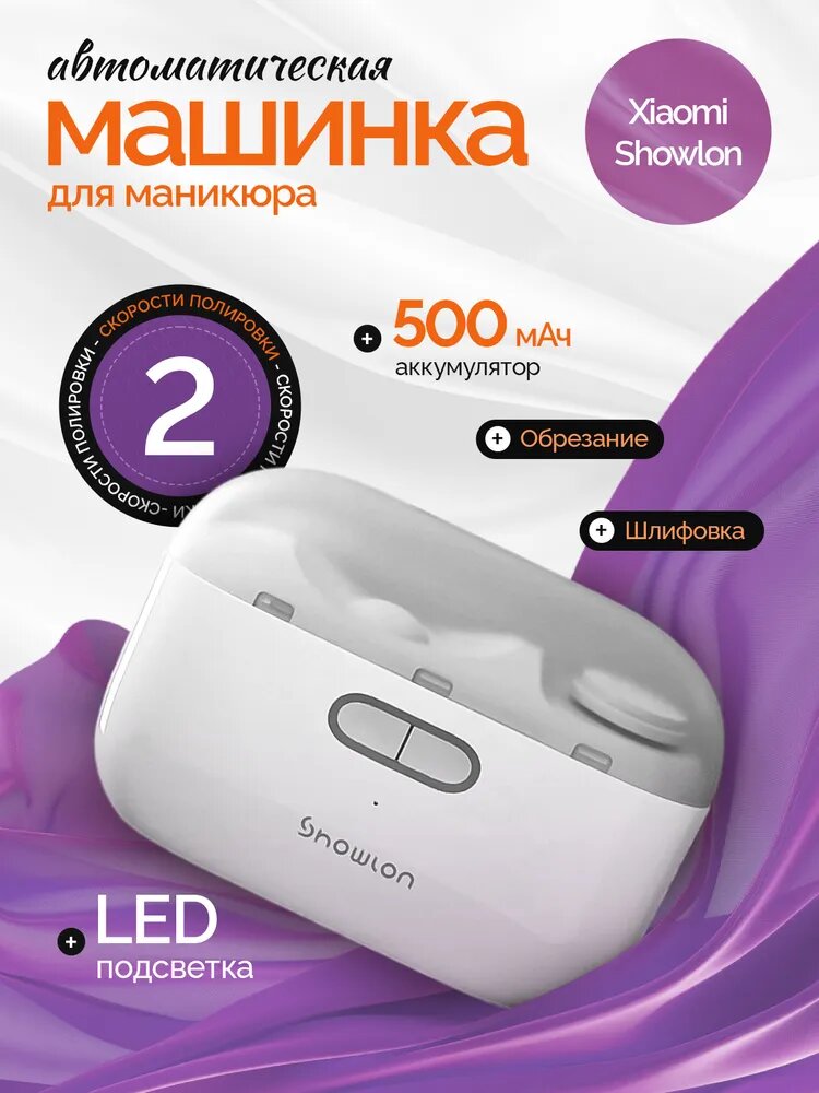 Триммер для ногтей электрический профессиональный Xiaomi Showlon (LQ-EDZJD01). Машинка для стрижки ногтей. Электрические маникюрные ножницы