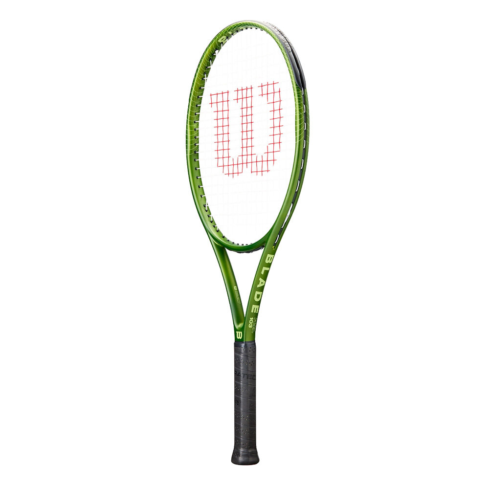 Ракетка для большого тенниса Wilson Blade Feel Team 103, WR197810U2, для любителей, алюминий, со струнами, бело-зел