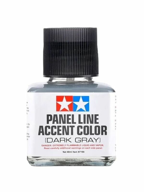 Tamiya Panel Line Accent Color Глубокая зола черная — эмалевый акцент для швов и финальной отделки моделей, 40 мл
