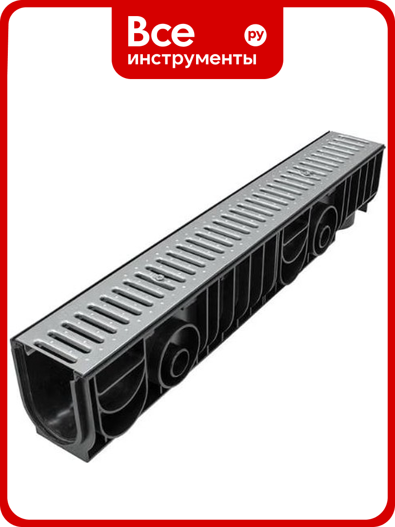 Лоток Ecoteck STANDART 100.175 h179 со стальной решеткой, класс нагрузки А15, из полиэтиленового пластика для систем