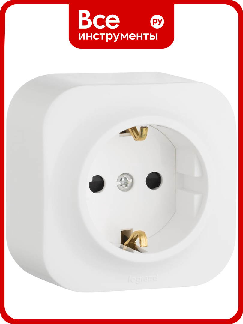Розетка Legrand с заземлением Legrand Quteo со шторками IP20 16А 250В винтовые зажимы накладной монтаж белый