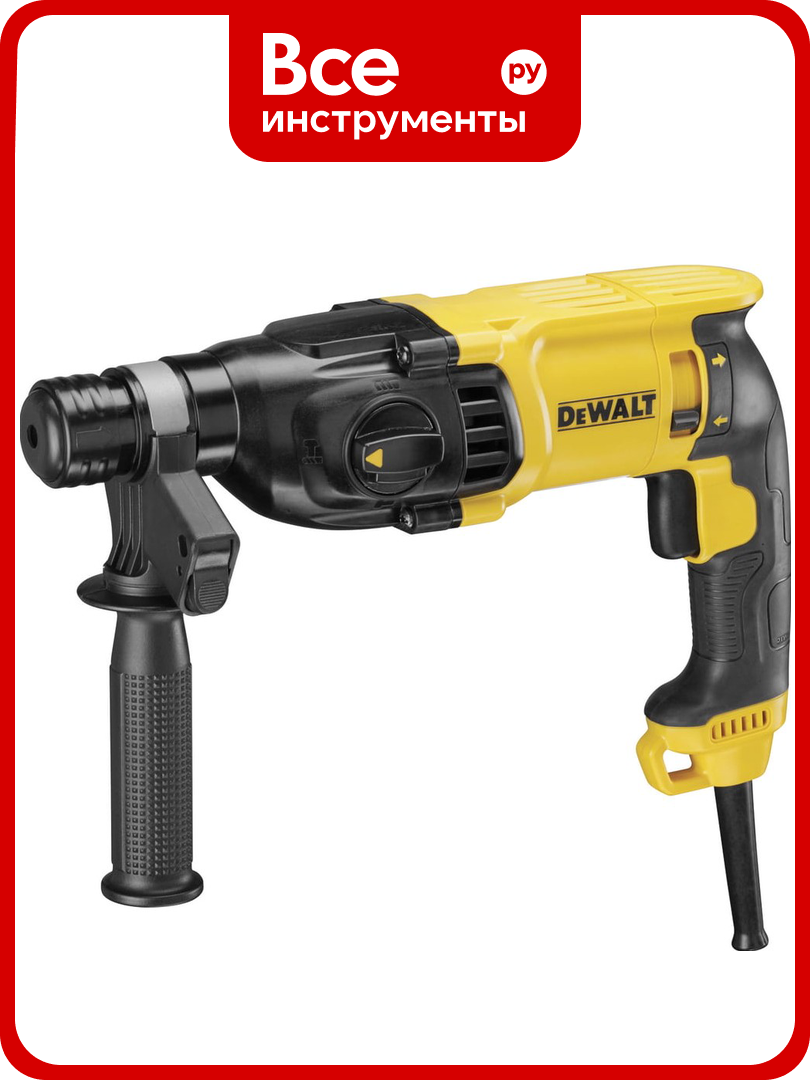 Перфоратор DEWALT D 25133 K с мощностью 800 Вт, частотой ударов до 5500 уд/мин и тремя режимами работы в кейсе