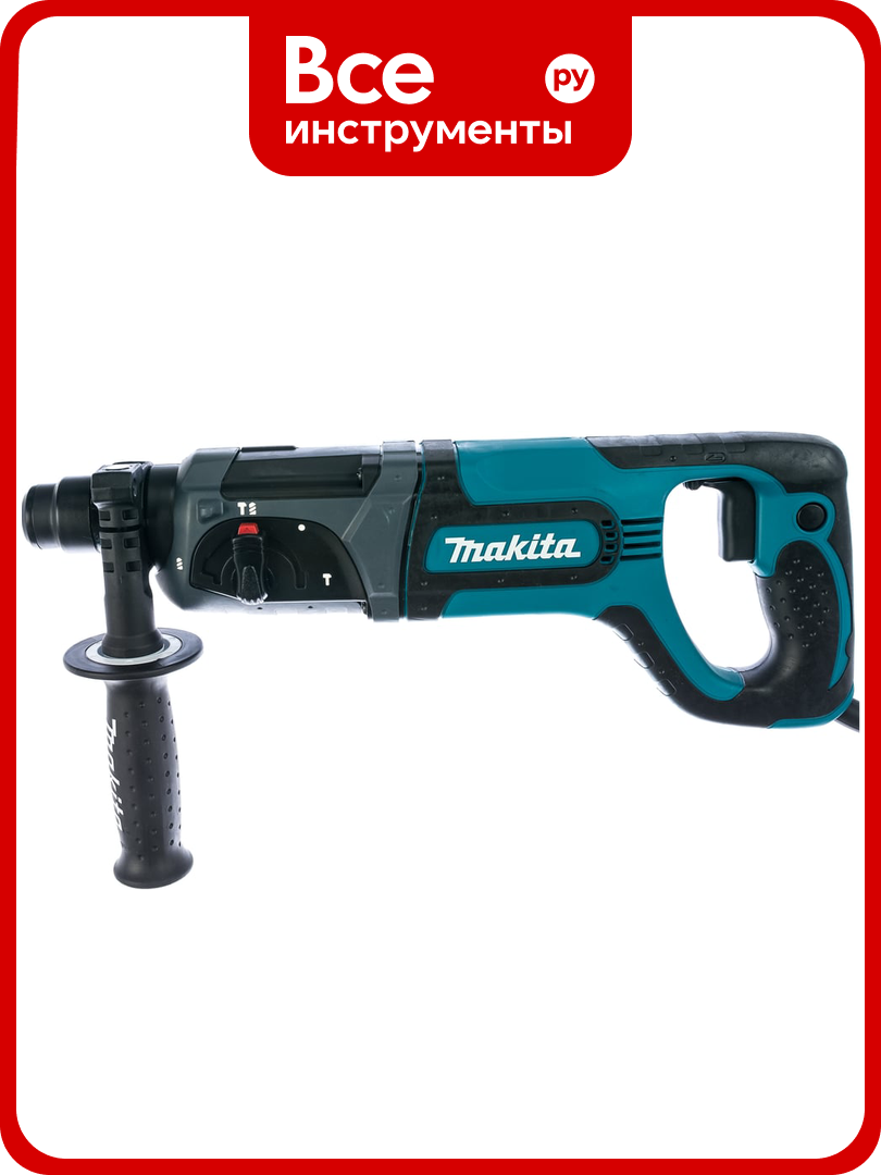 Перфоратор Makita HR 2475 профессиональный с электронным реверсом, виброзащитой и предохранительной муфтой, в кейсе