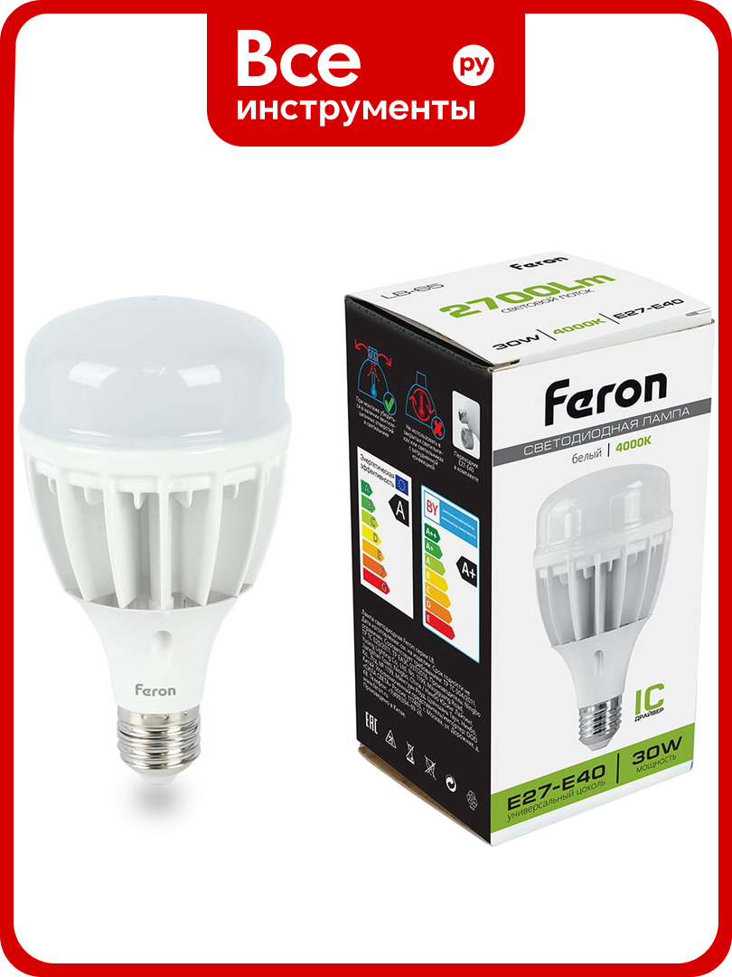 Светодиодная лампа 30W 230V E27 4000K Feron LB-65 25818