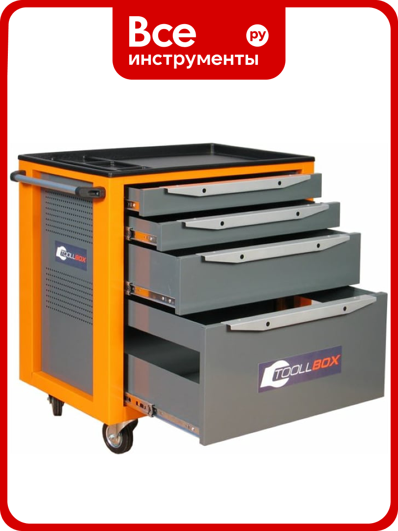 Инструментальная тележка Toollbox с центральным замком серии standart TBS-4 RAL 2008