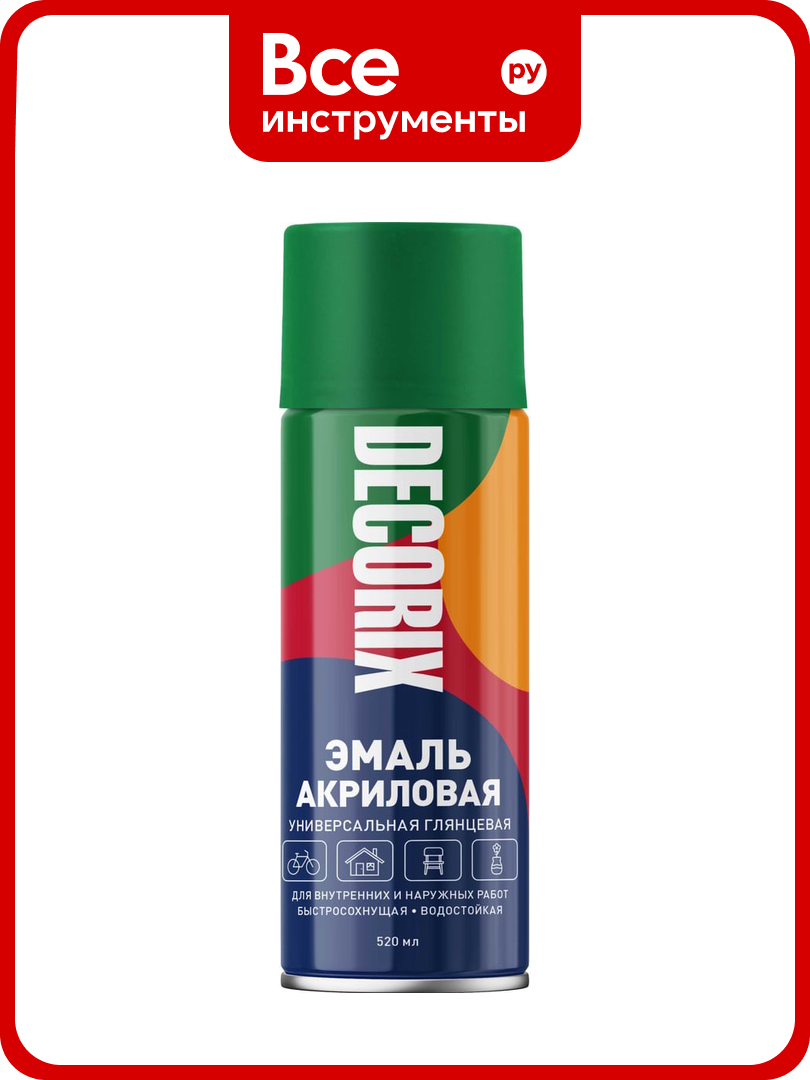 Аэрозольная, Decorix, акриловая эмаль Decorix (универсальная; зеленый;